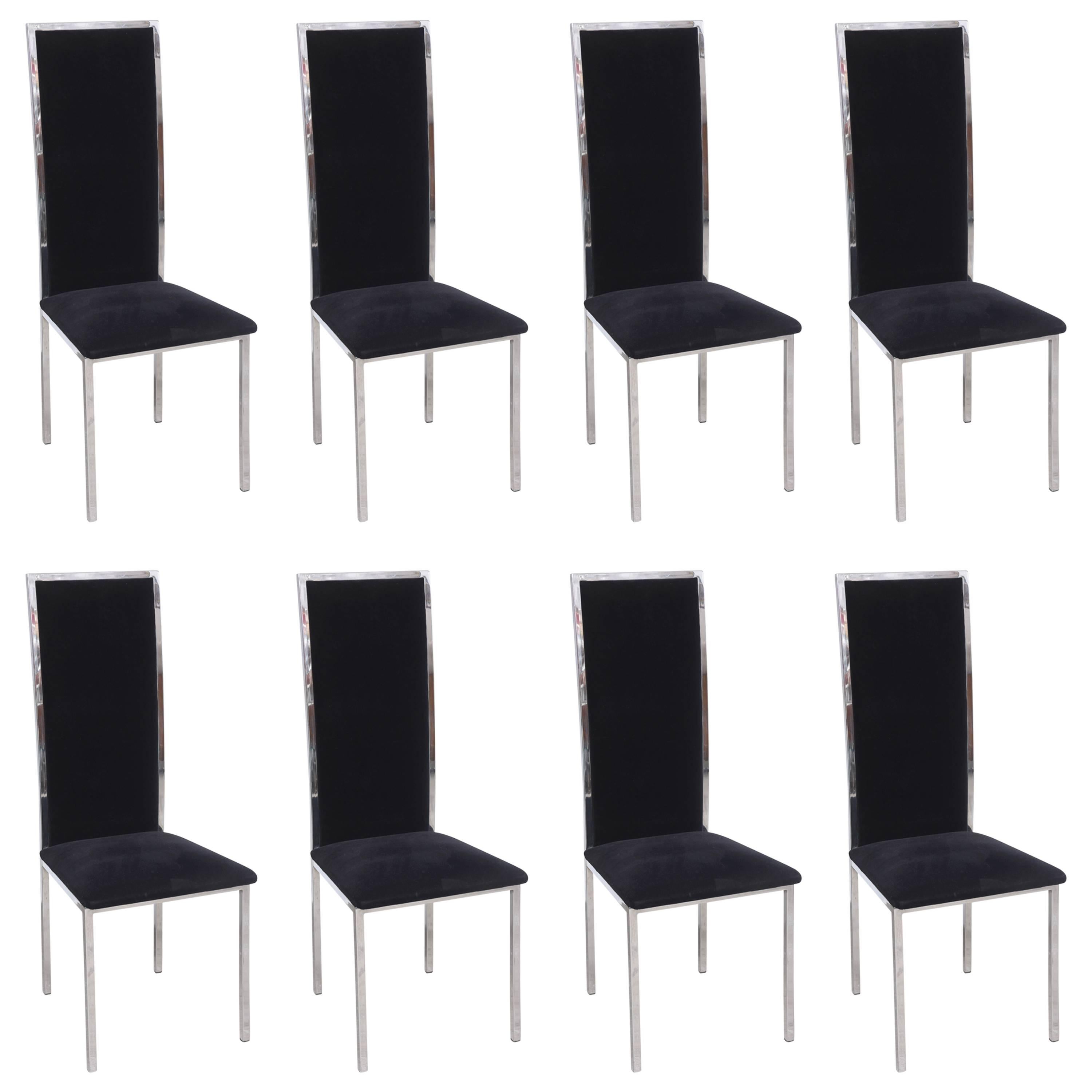 Mid Century Modern Baughman style Chrome and Hi-Back Elegant Dinning ...