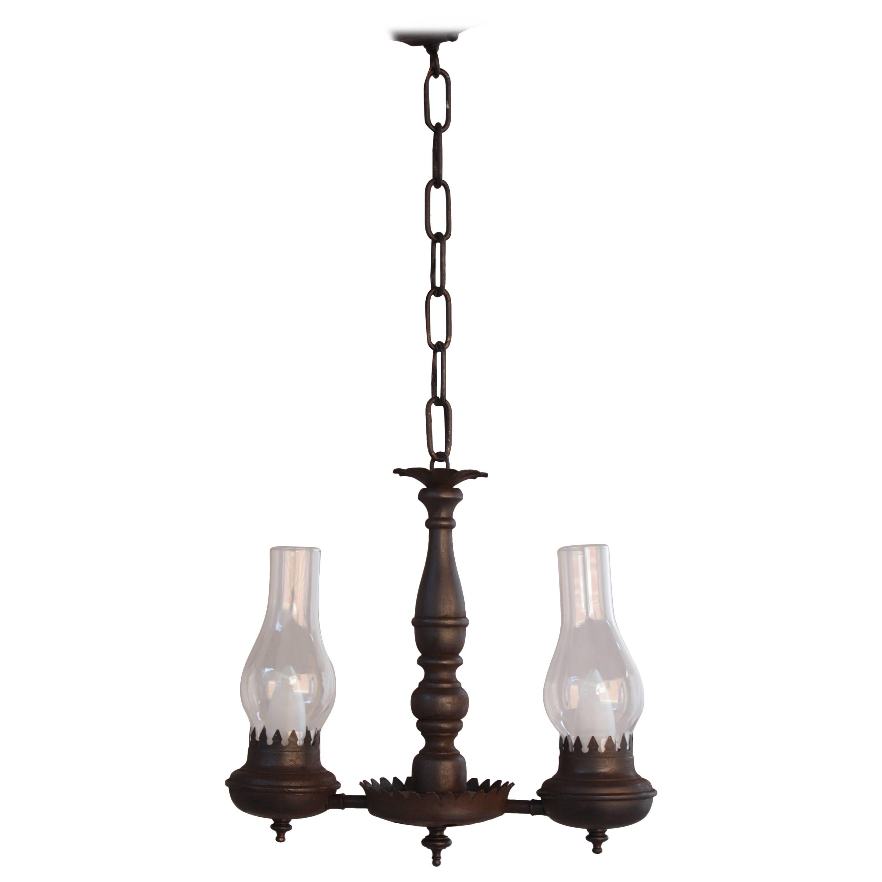 Rancho Monterey Period Two-Light Chandelier at 1stDibs