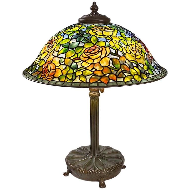 Tiffany Studios "Cabbage Rose" Table Lamp at 1stDibs