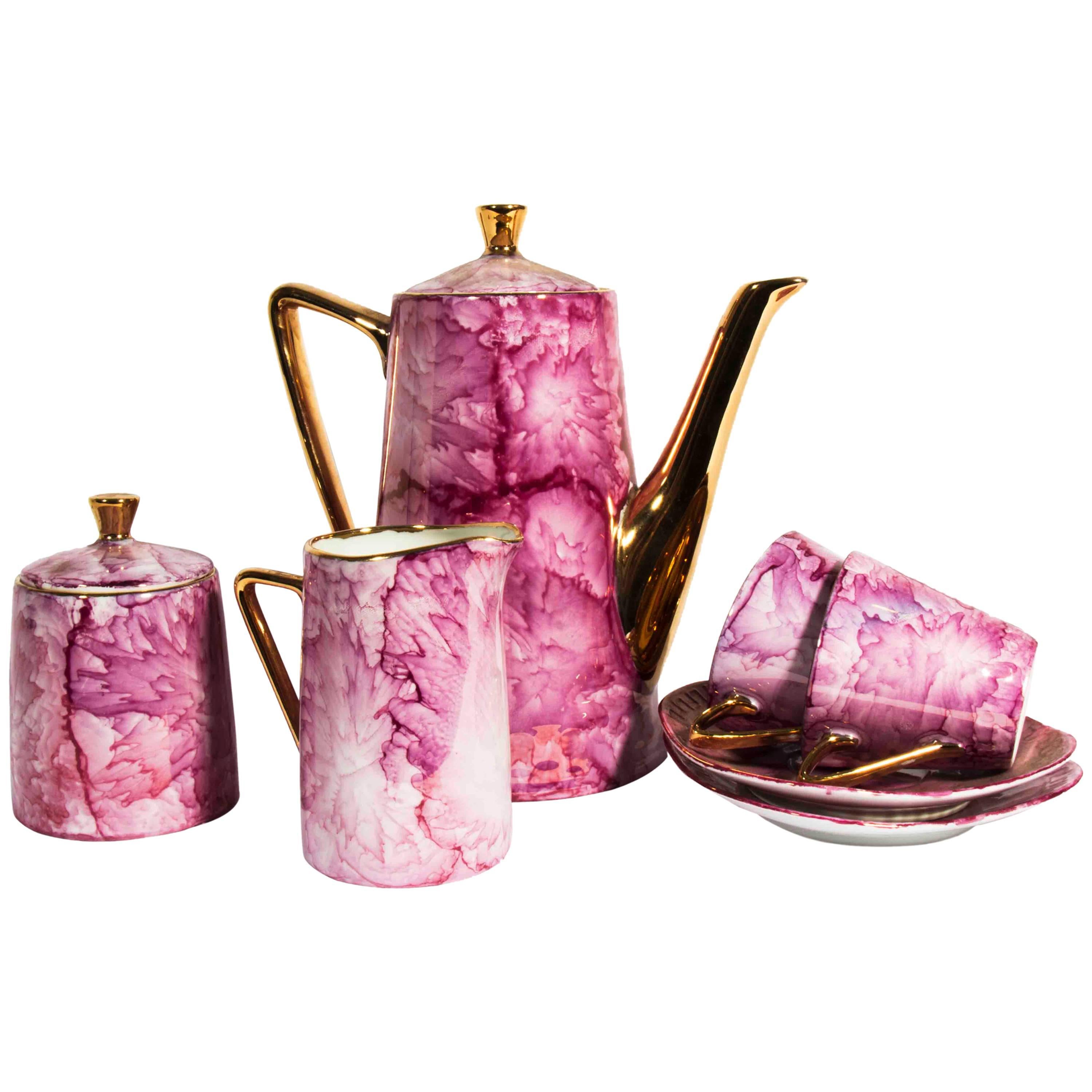 Vintage European Watercolor Finish Tea Service at 1stDibs