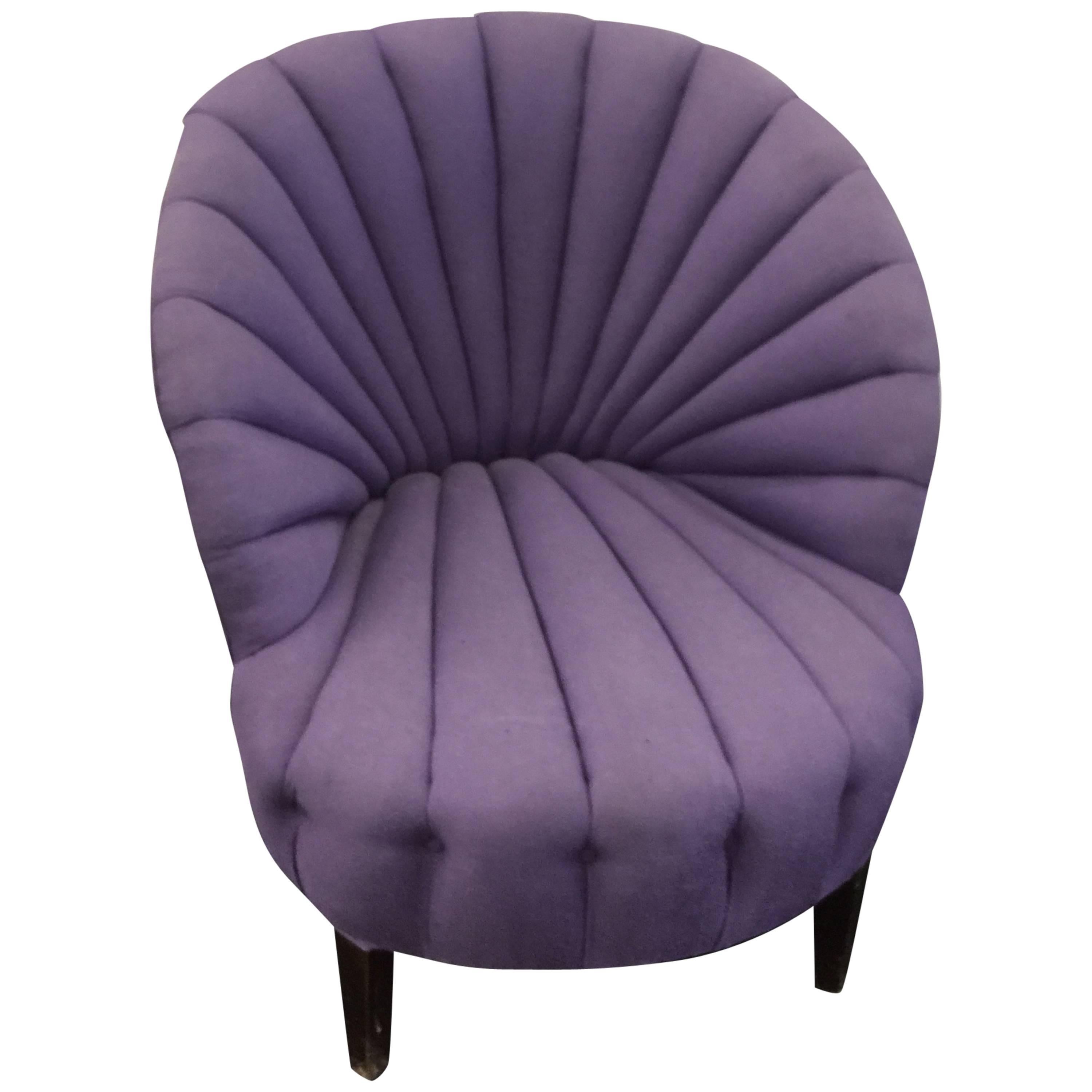 Sculpted Art Deco Shell Shaped Boudoir Chair in Plum For Sale at 1stDibs