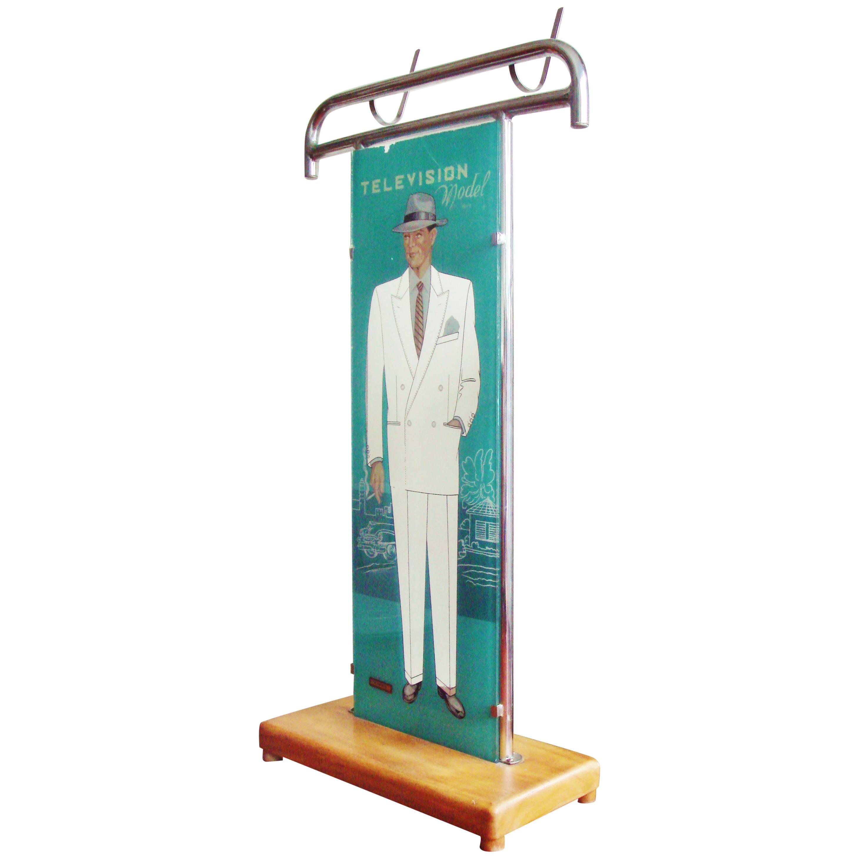 American Mid-Century Store Display in Chrome, Wood and Reverse Painted ...