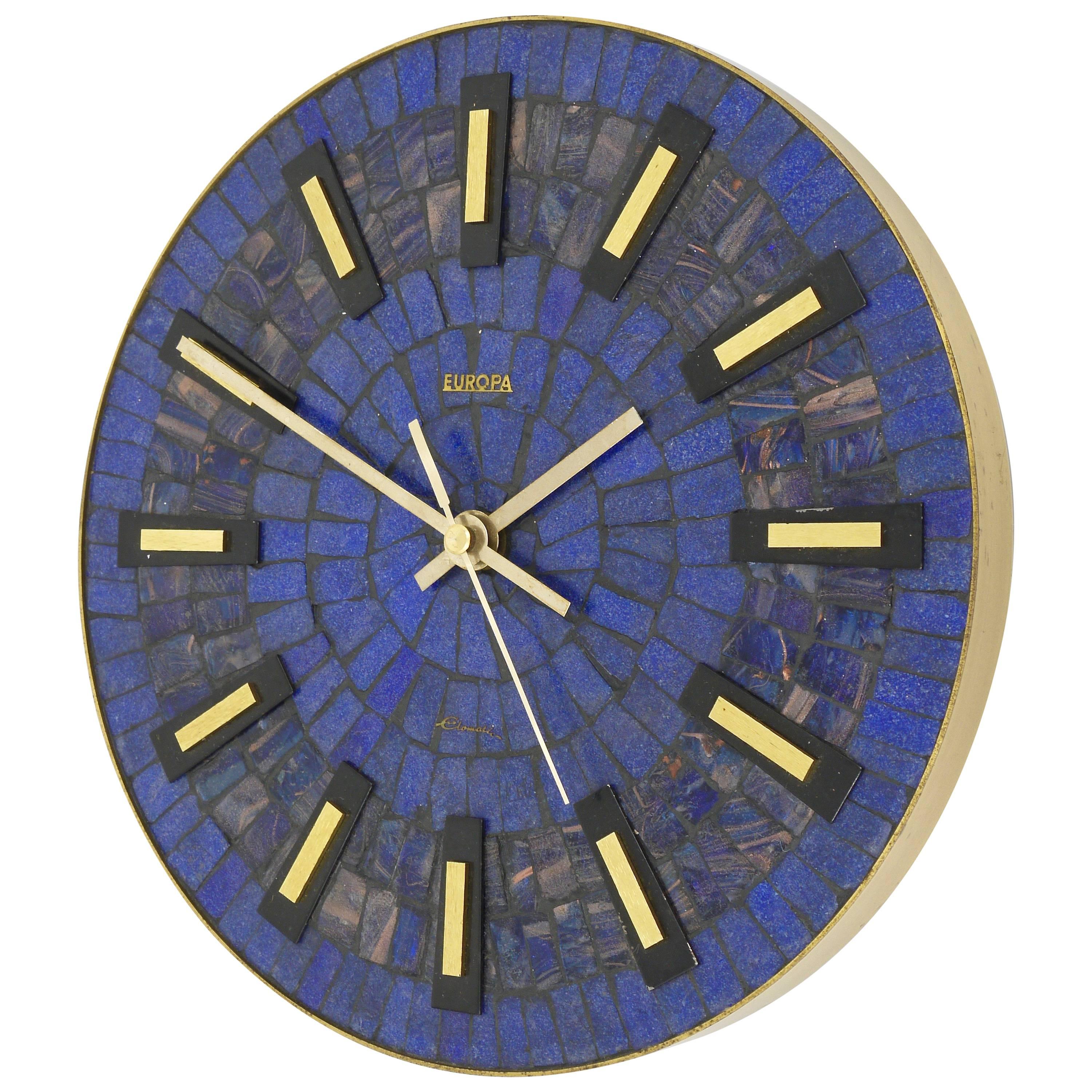 Round Modernist Mosaic Wall Clock "Europa, " Germany, 1950s at 1stDibs ...