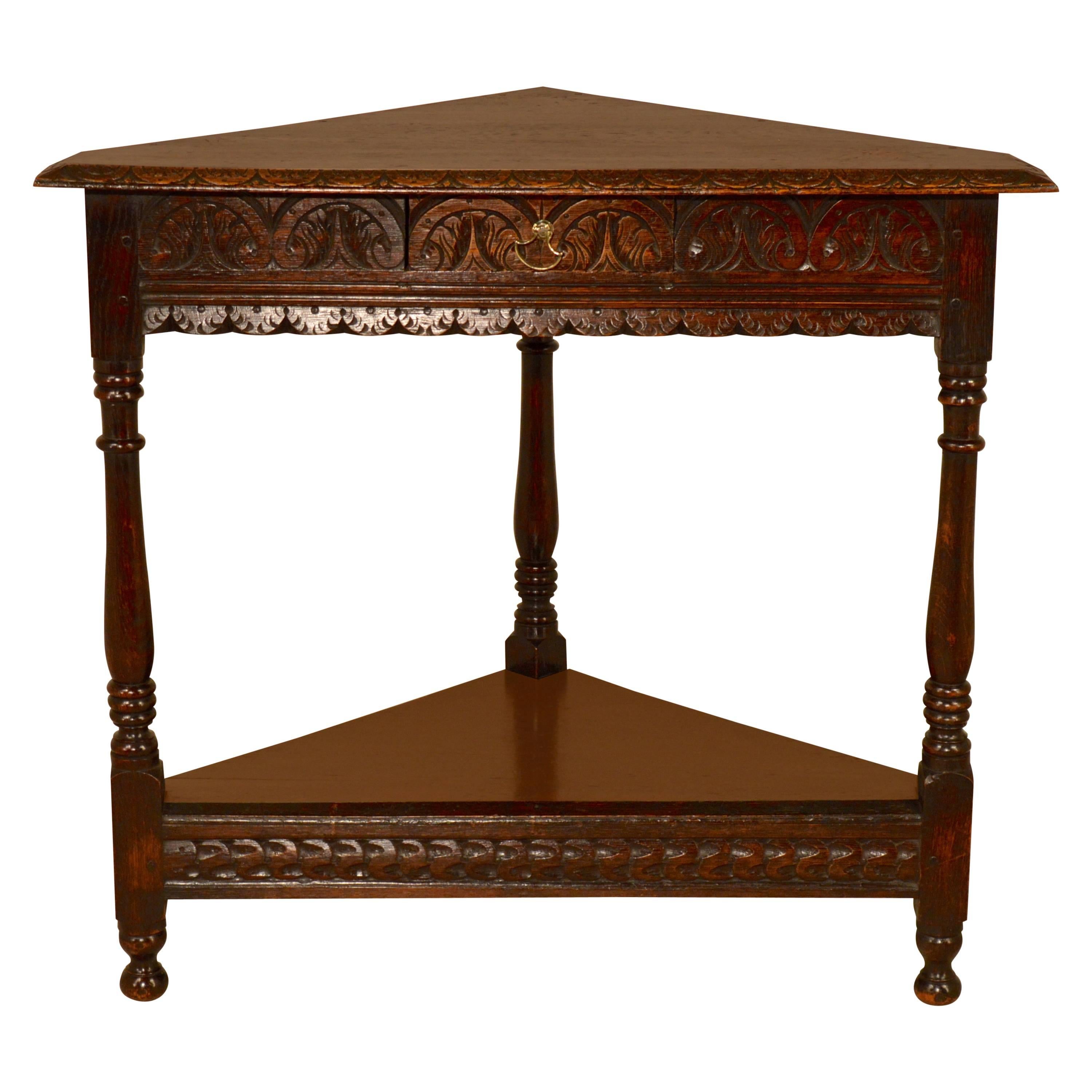 19th Century English Oak Corner Table at 1stDibs