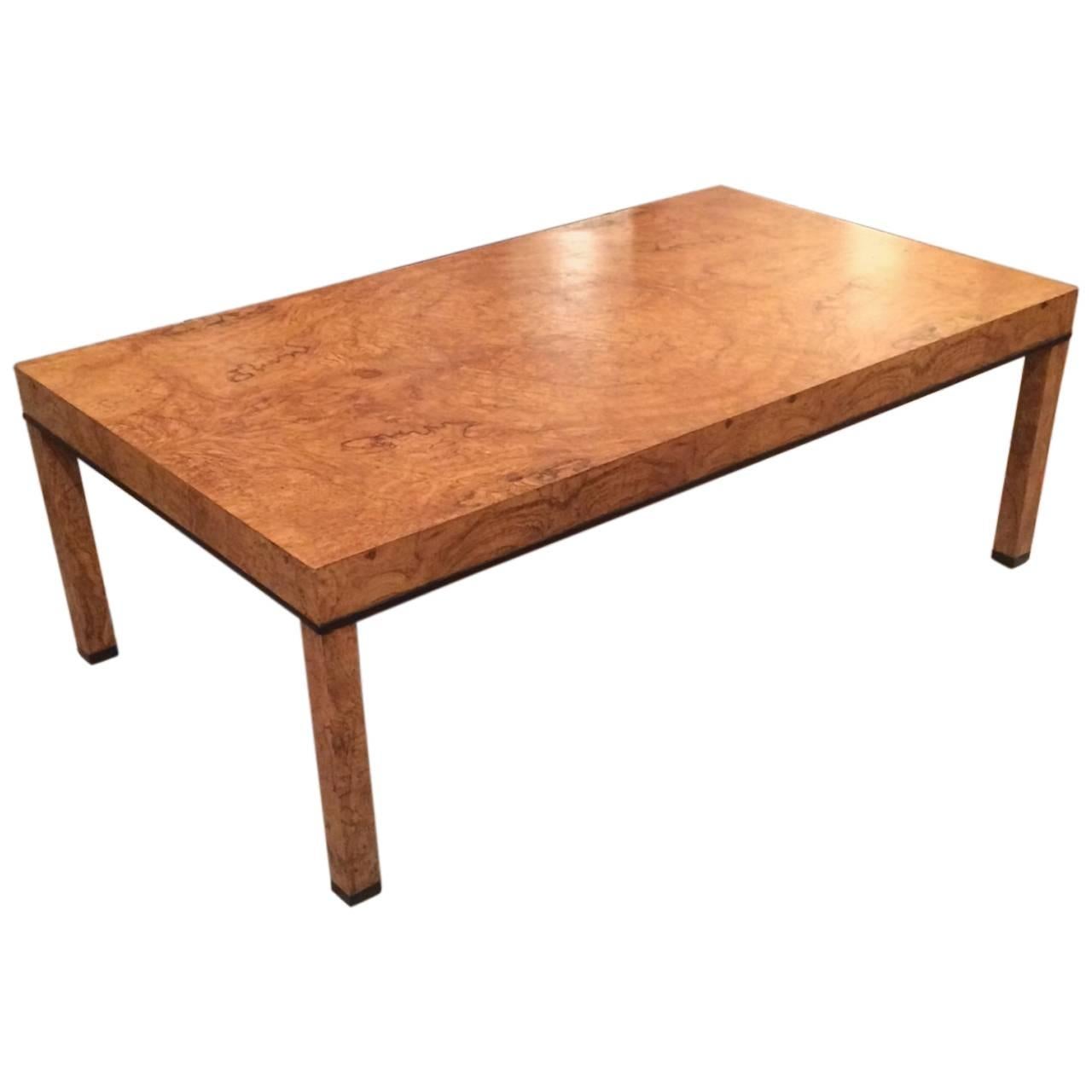 Parsons Style Burl Olive Wood Coffee Table at 1stDibs
