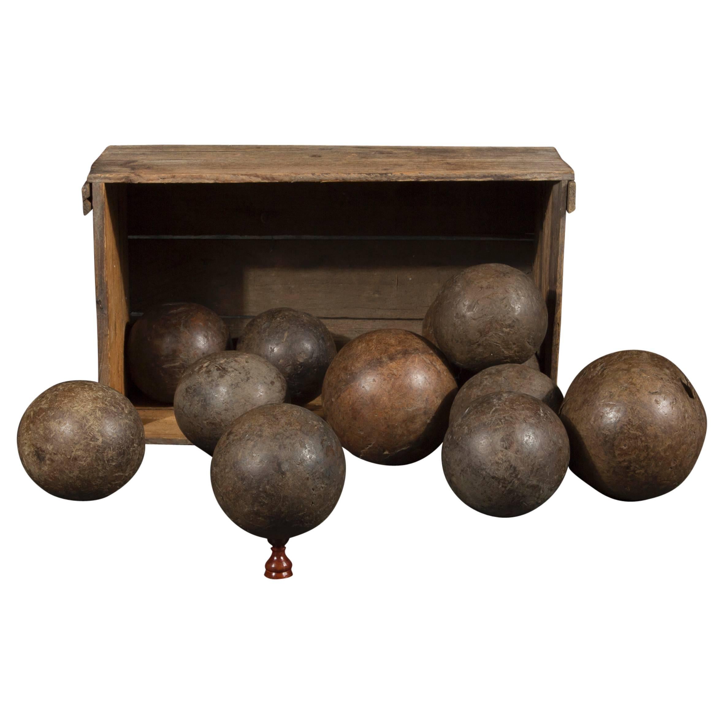 Collection of Twelve circa 1900-1930 Hardwood Bowling Balls at 1stDibs