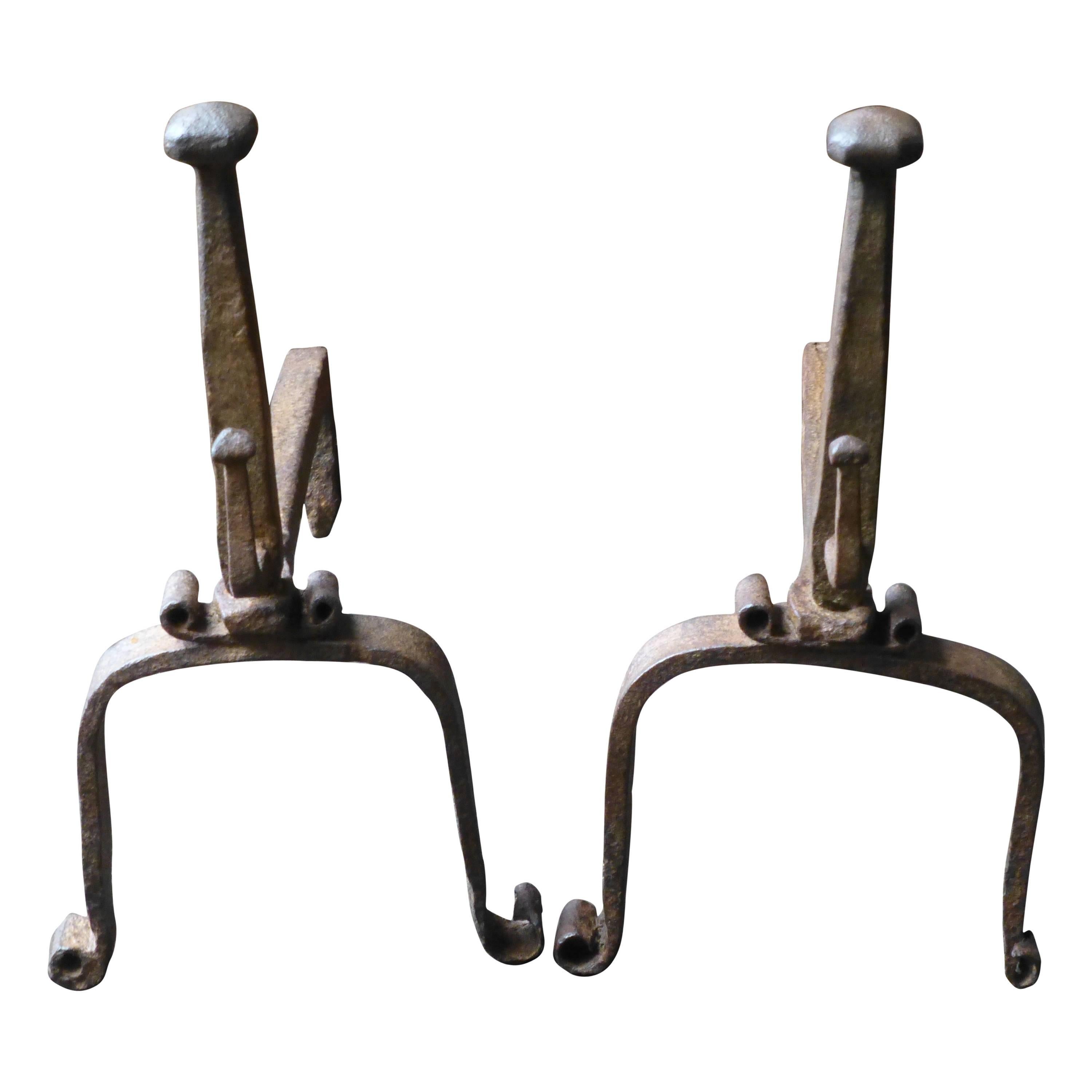 18th Century Wrought Iron Andirons, Firedogs at 1stDibs | fire dogs for ...