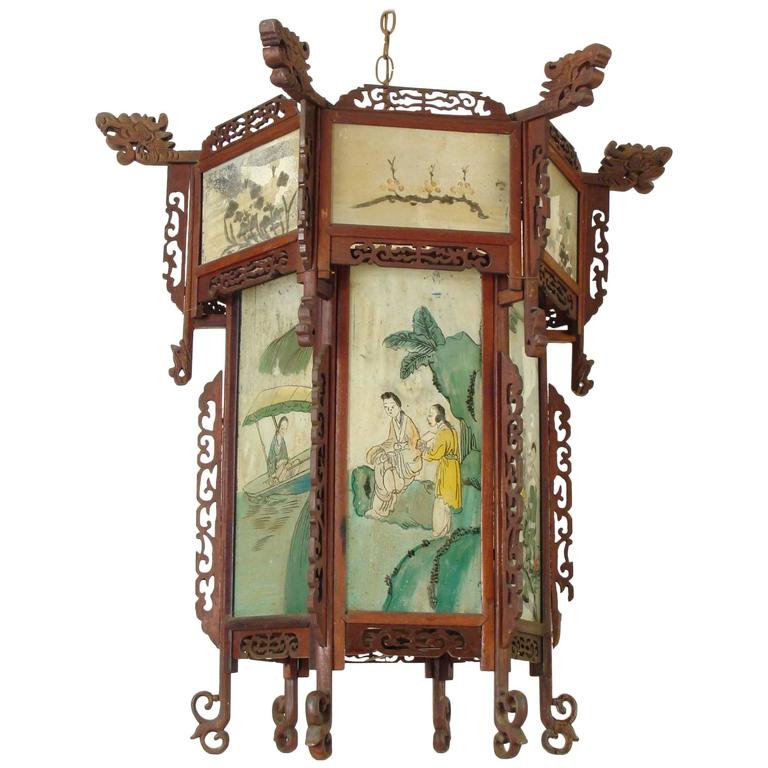 Chinese Lantern with Églomisé Glass Panels at 1stDibs | antique chinese ...