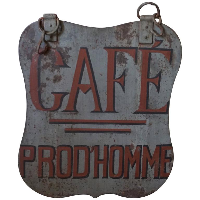 Hand Painted Double Sided French Cafe Sign at 1stDibs