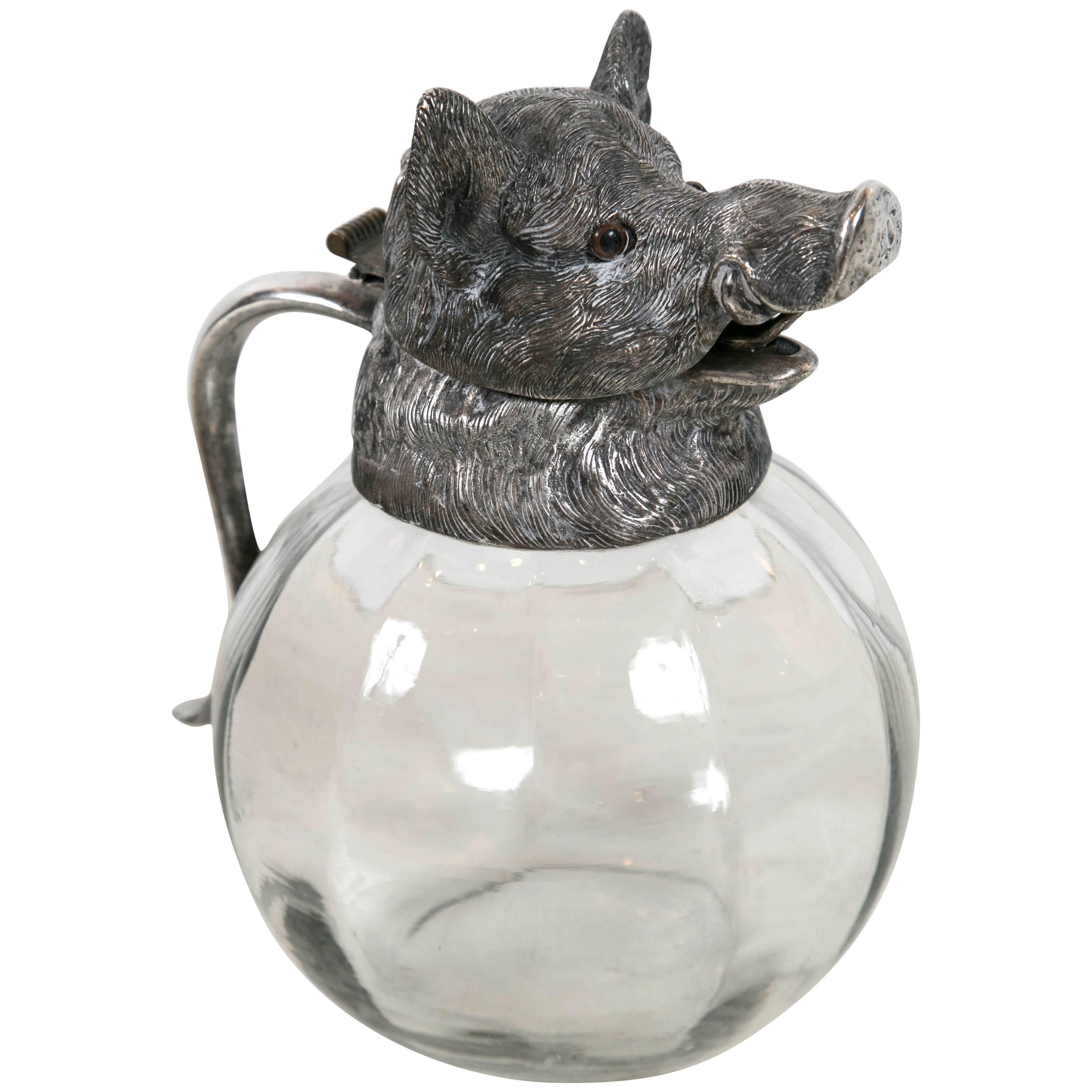 Silverplate Boars Head Pitcher at 1stDibs