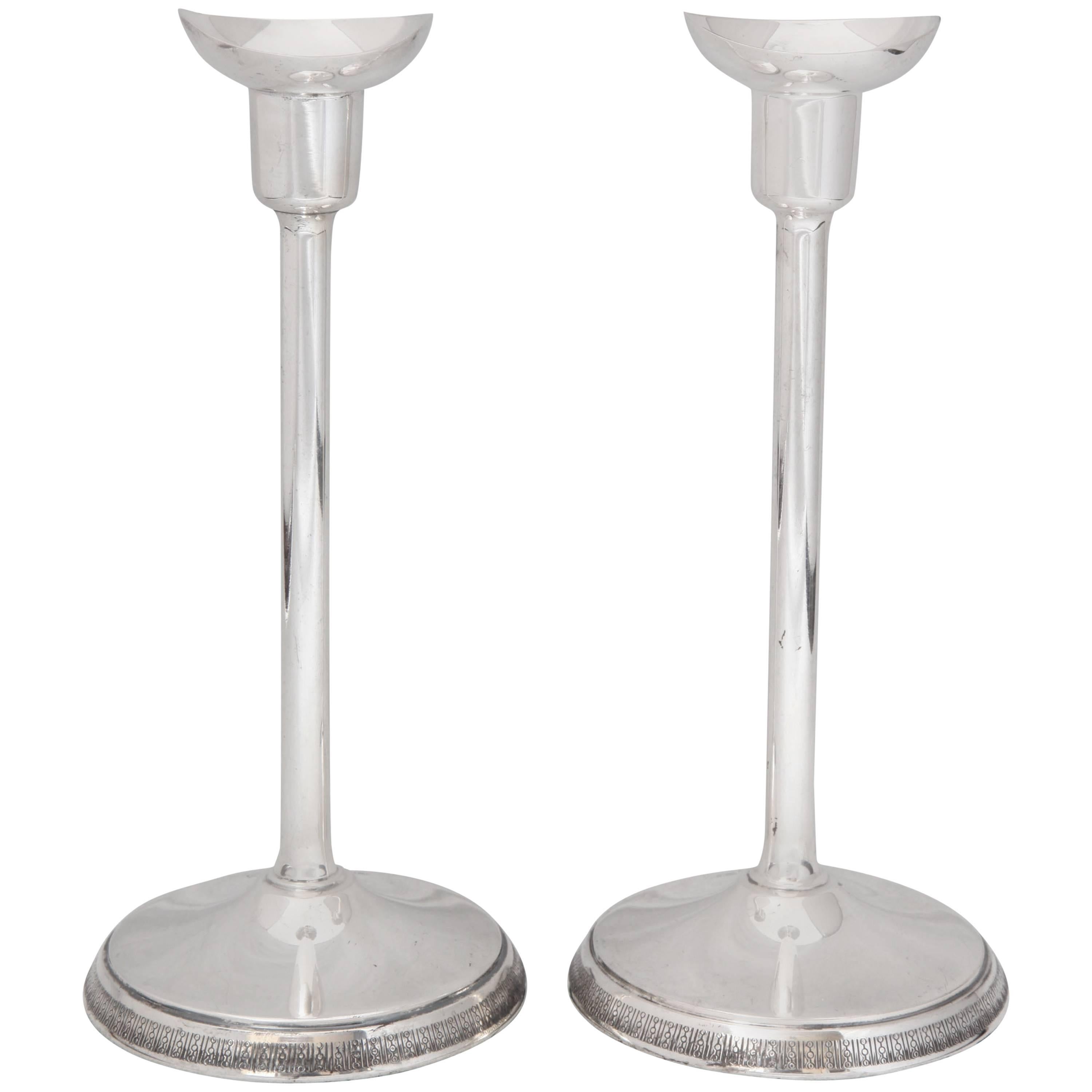 Pair of Sterling Silver Mid-Century Modern Swedish Candlesticks at 1stDibs