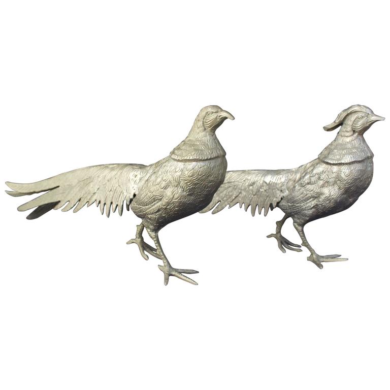 French Vintage Pair of Table Pheasants at 1stDibs