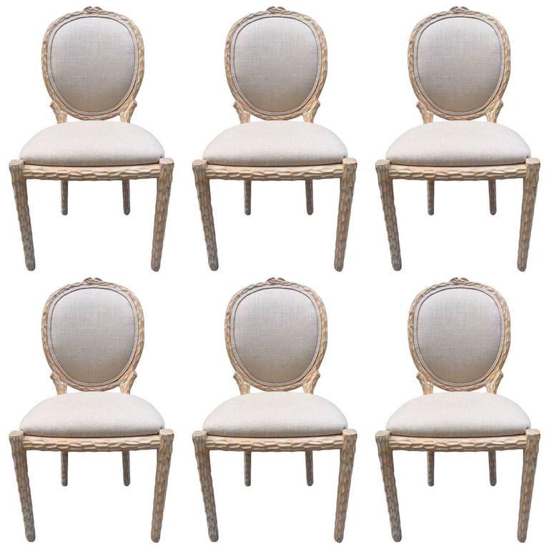 Set of Six Cerused Balloon Back Dining Chairs For Sale at 1stdibs