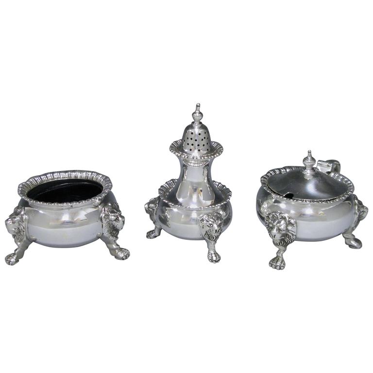 Sterling Silver Three-Piece Condiment Set at 1stDibs