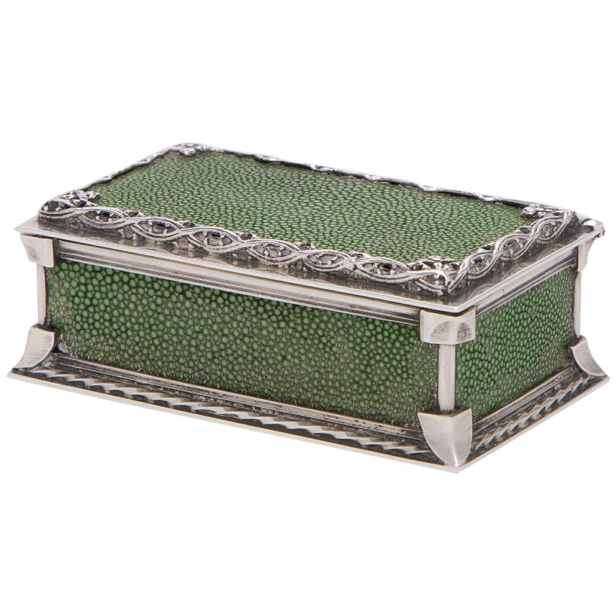 Arts and Crafts Silver and Shagreen Box by Omar Ramsden at 1stDibs