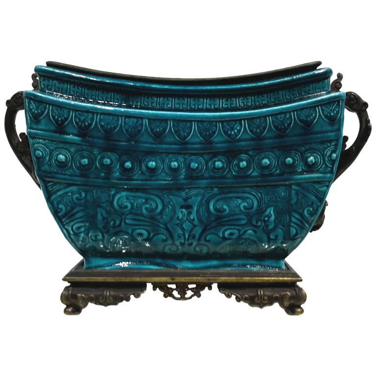 Attributed to Theodore Deck, Bronze Mounted Chinoiserie Porcelain Vase ...