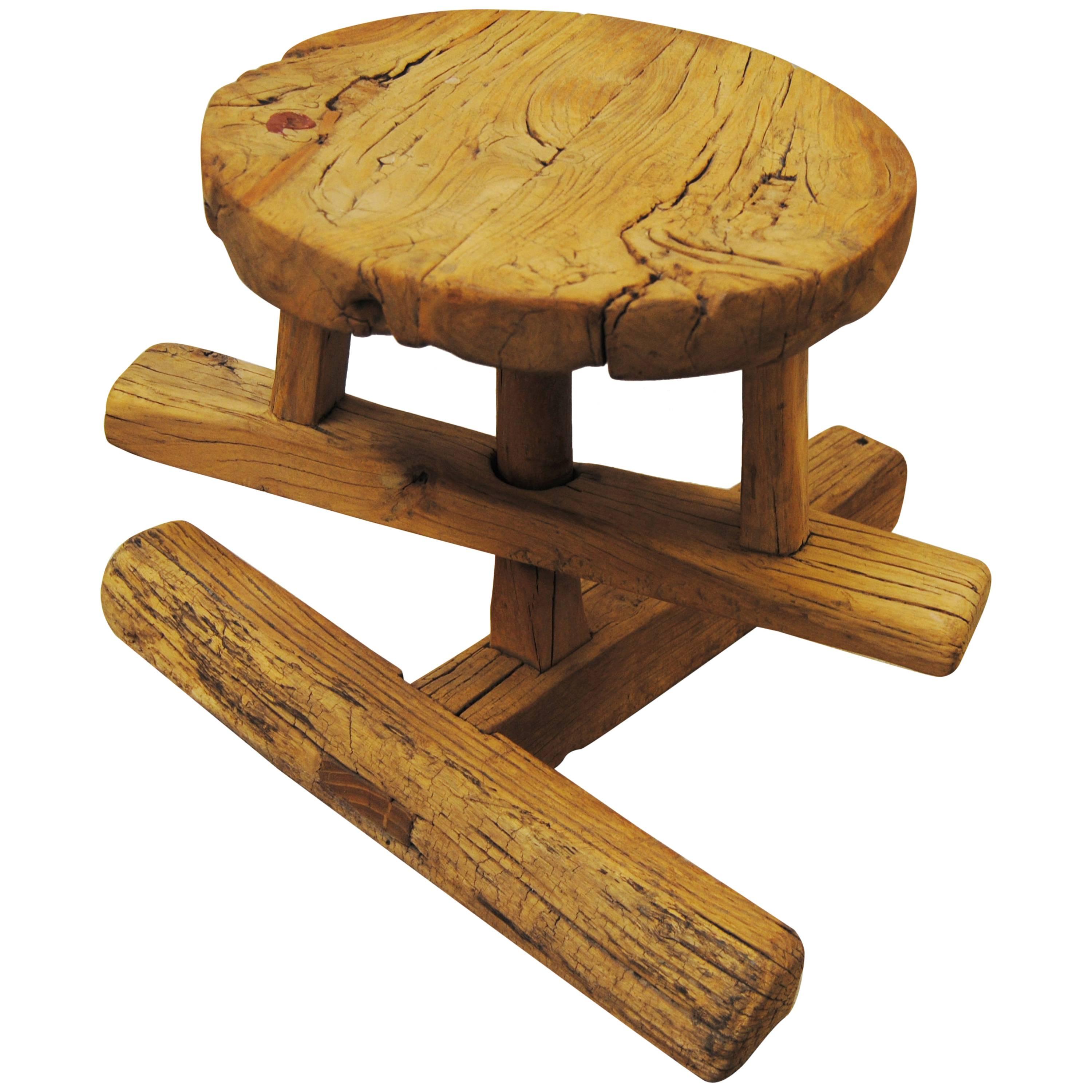 Antique Chinese Elmwood Potter's Stool For Sale at 1stDibs