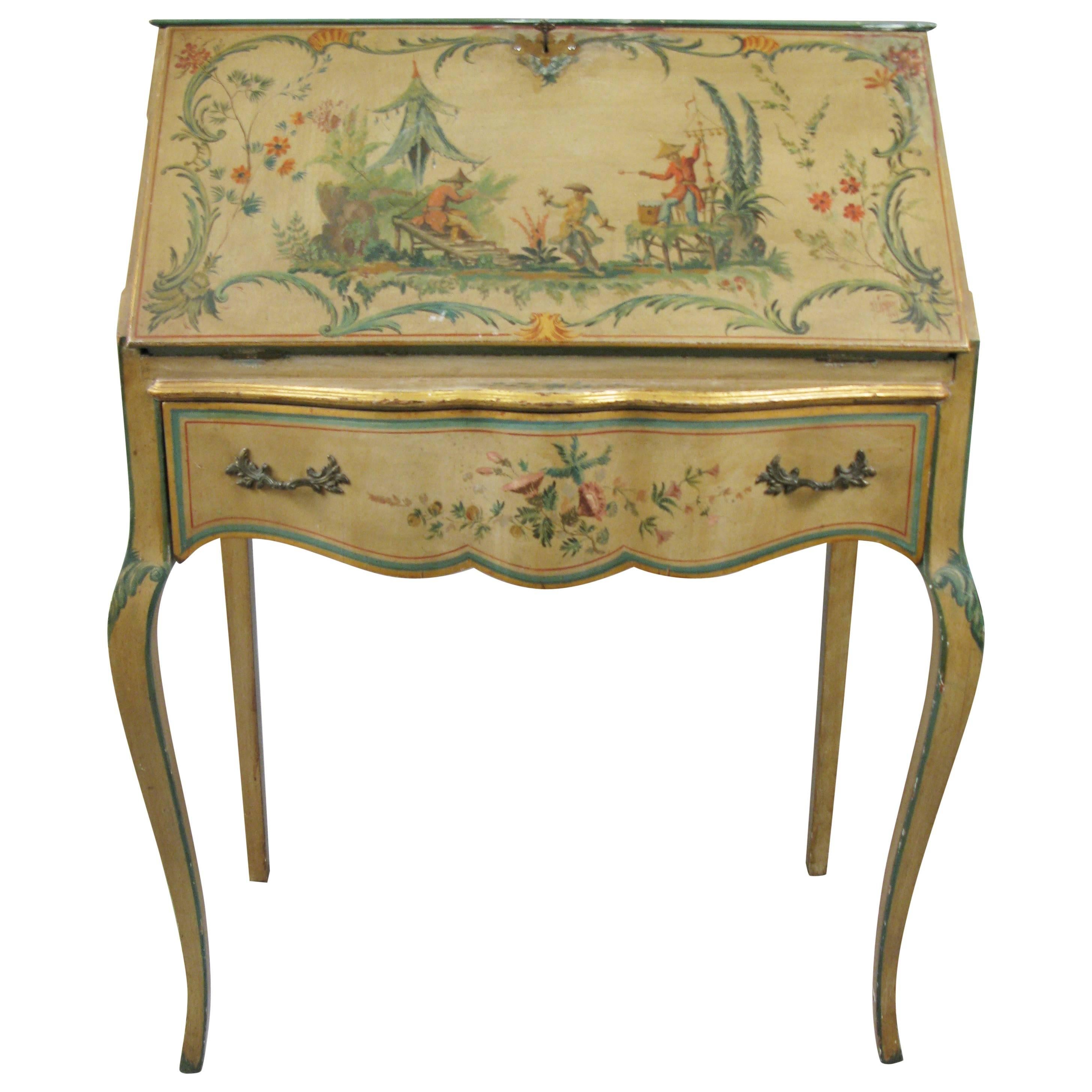 Artist Signed Hand-Painted Chinoiserie Desk from Marblehead ...