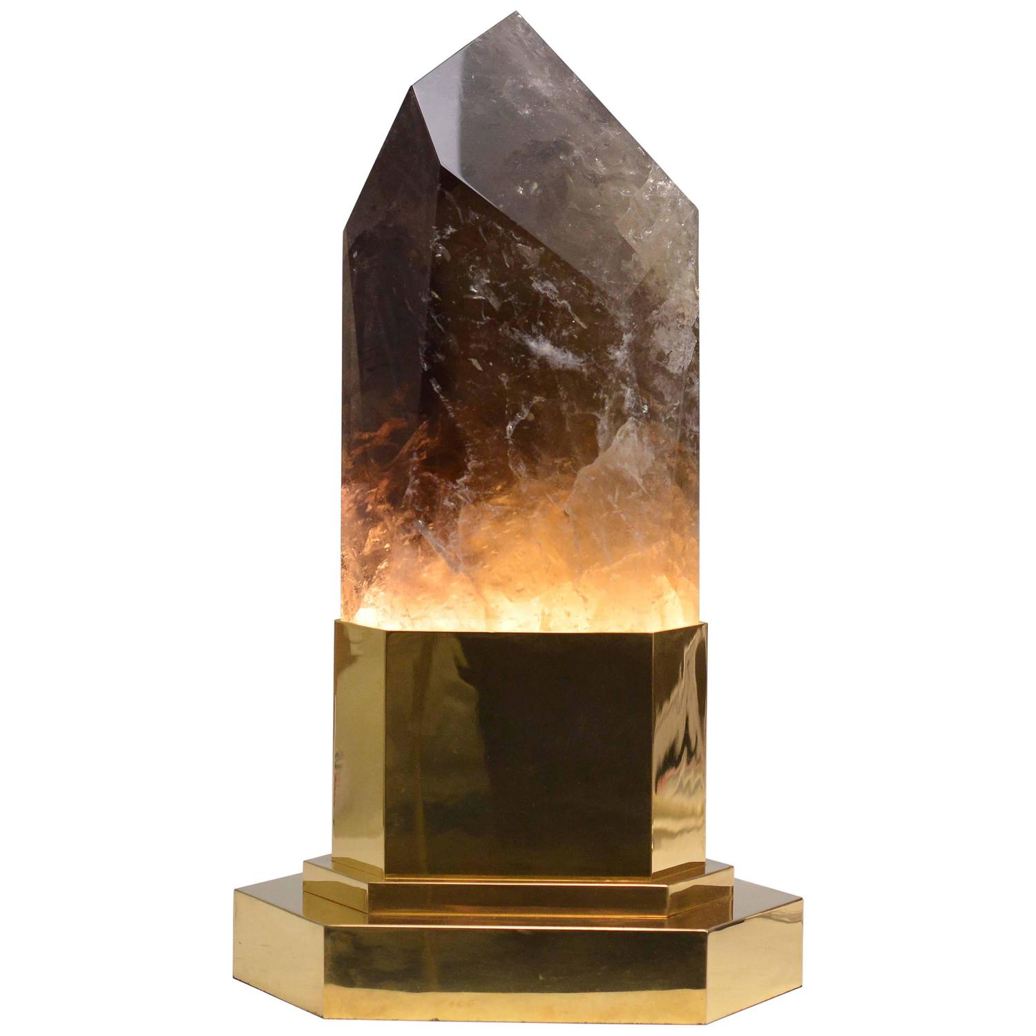 Smoky Brown Crystal Obelisk Light For Sale at 1stdibs