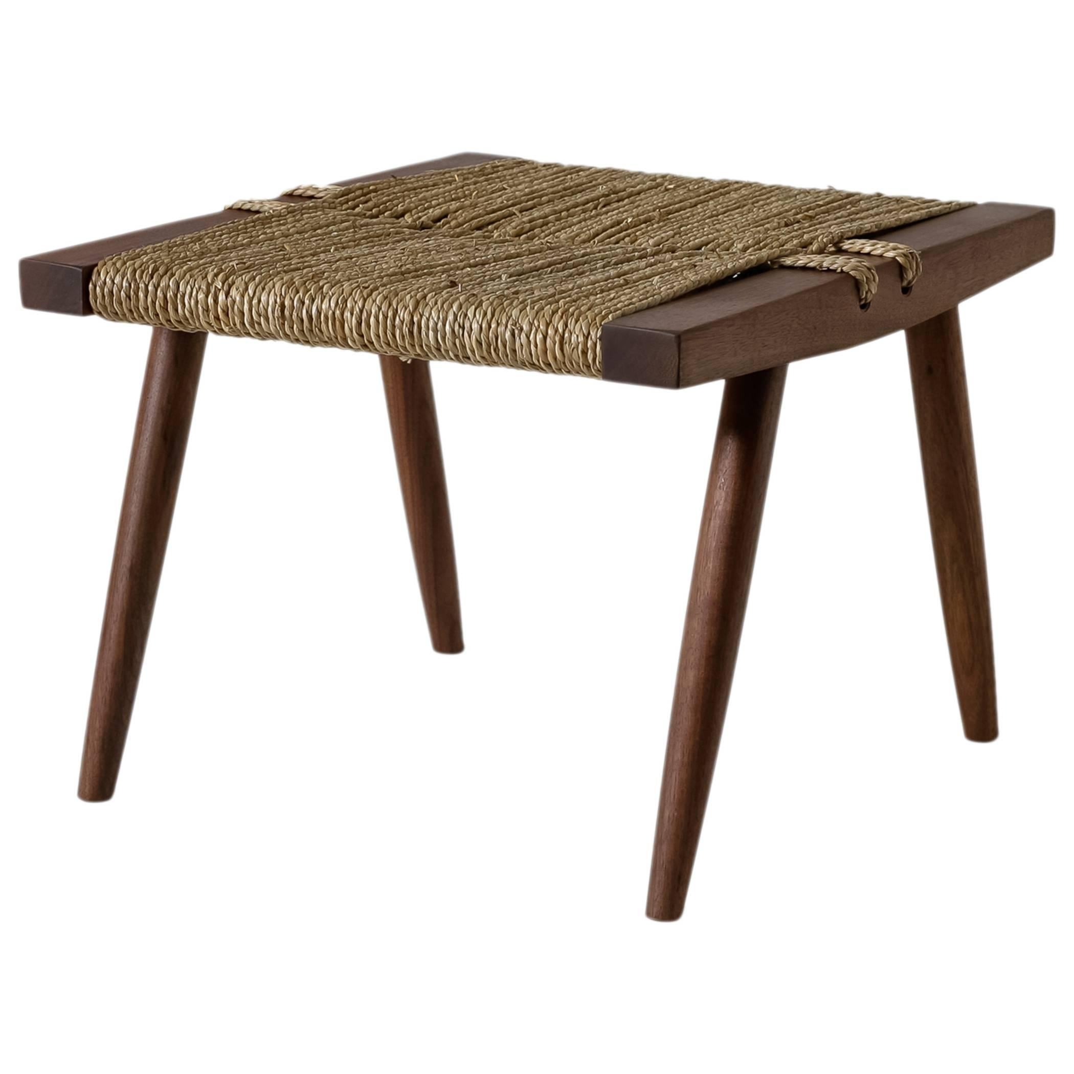 George Nakashima Walnut with Grass Rope Stool, USA, 1950s For Sale at ...