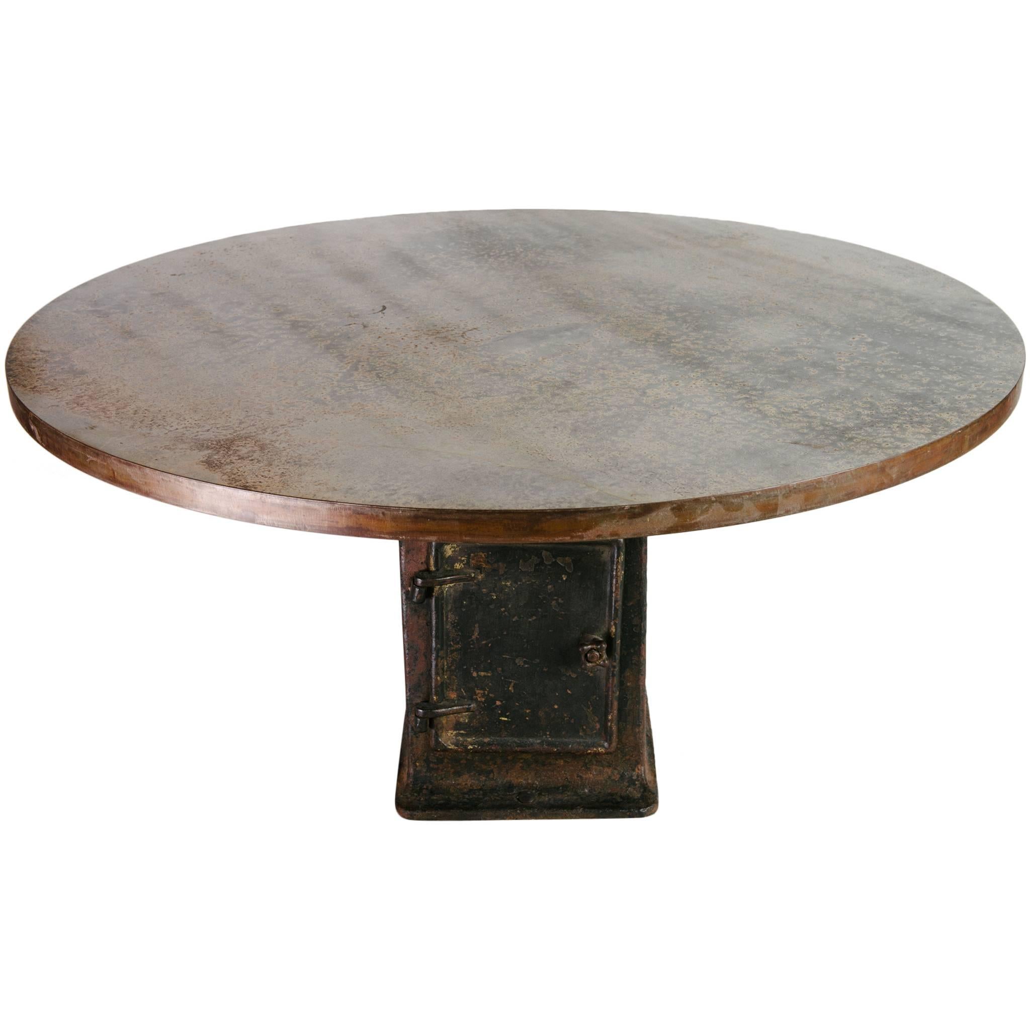 Round Industrial Dining Table at 1stDibs