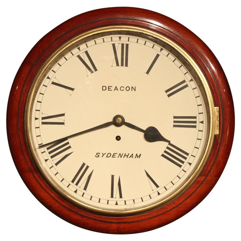 English Dial Clock, White Painted Signed Deacon, Sydenham at 1stDibs