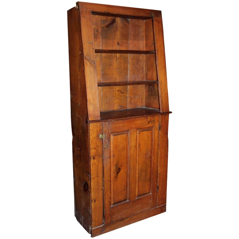 19th Century Pine Canted Cupboard with Paneled Door For Sale at 1stDibs
