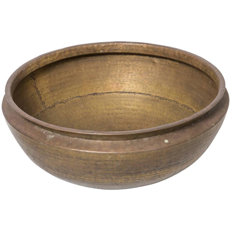 Large Solid Brass Indian Cooking Pot For Sale at 1stDibs