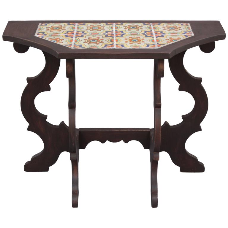 1930s Spanish Revival Table with Tudor Tiles at 1stDibs