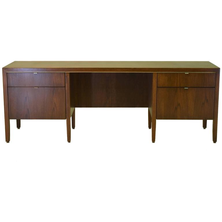 Custom Oak Desk with Double Pedestal Feature for Ashland Oil at 1stDibs
