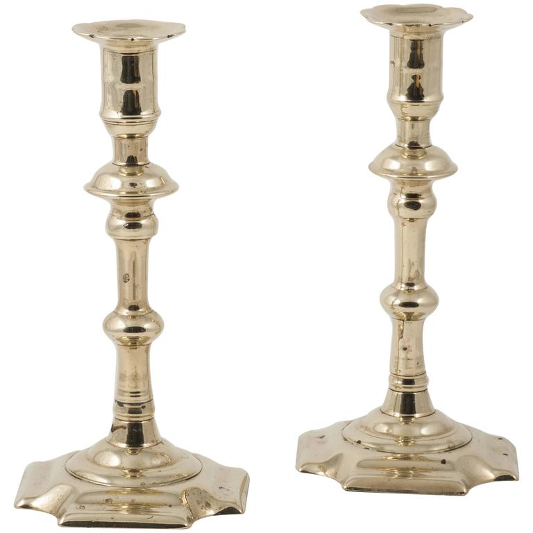 Rare Pair of Brass Georgian Candlesticks Stamped by the Maker "Geo ...