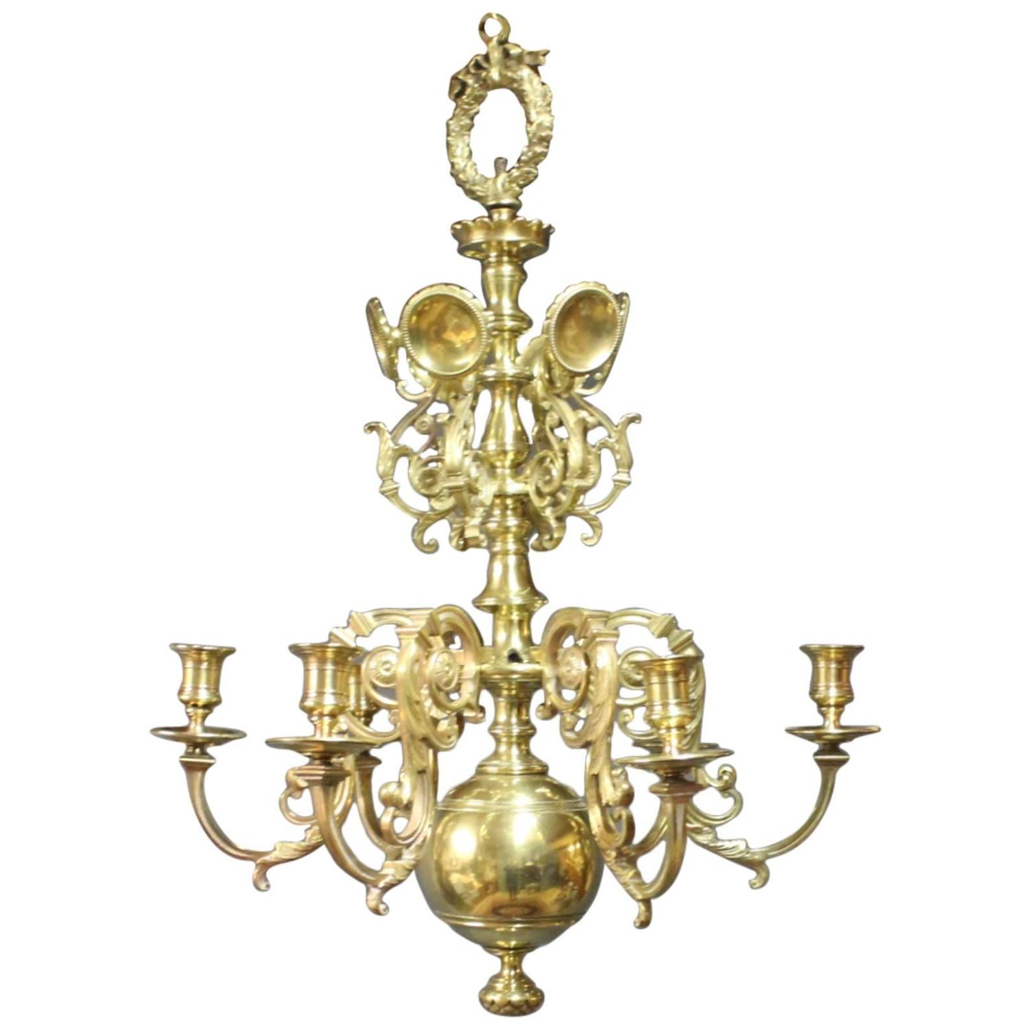 Brass Church Chandelier from 1850 For Sale at 1stdibs