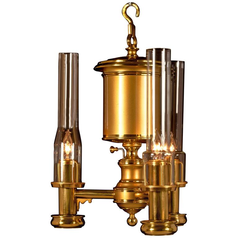Three-Light Pendant Argand Lamp, circa 1825 at 1stDibs