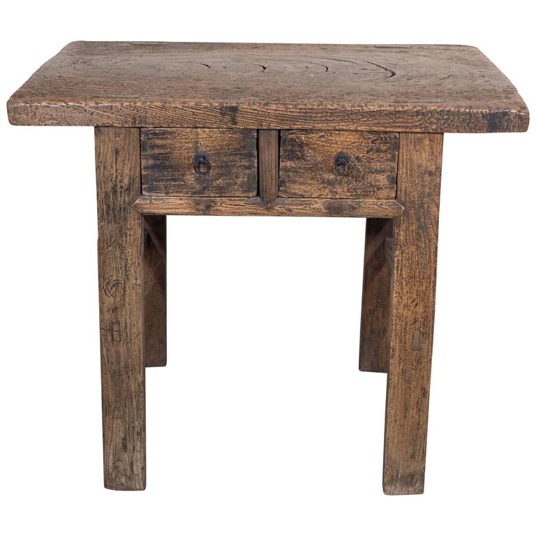 Rustic Two Drawer Table at 1stDibs