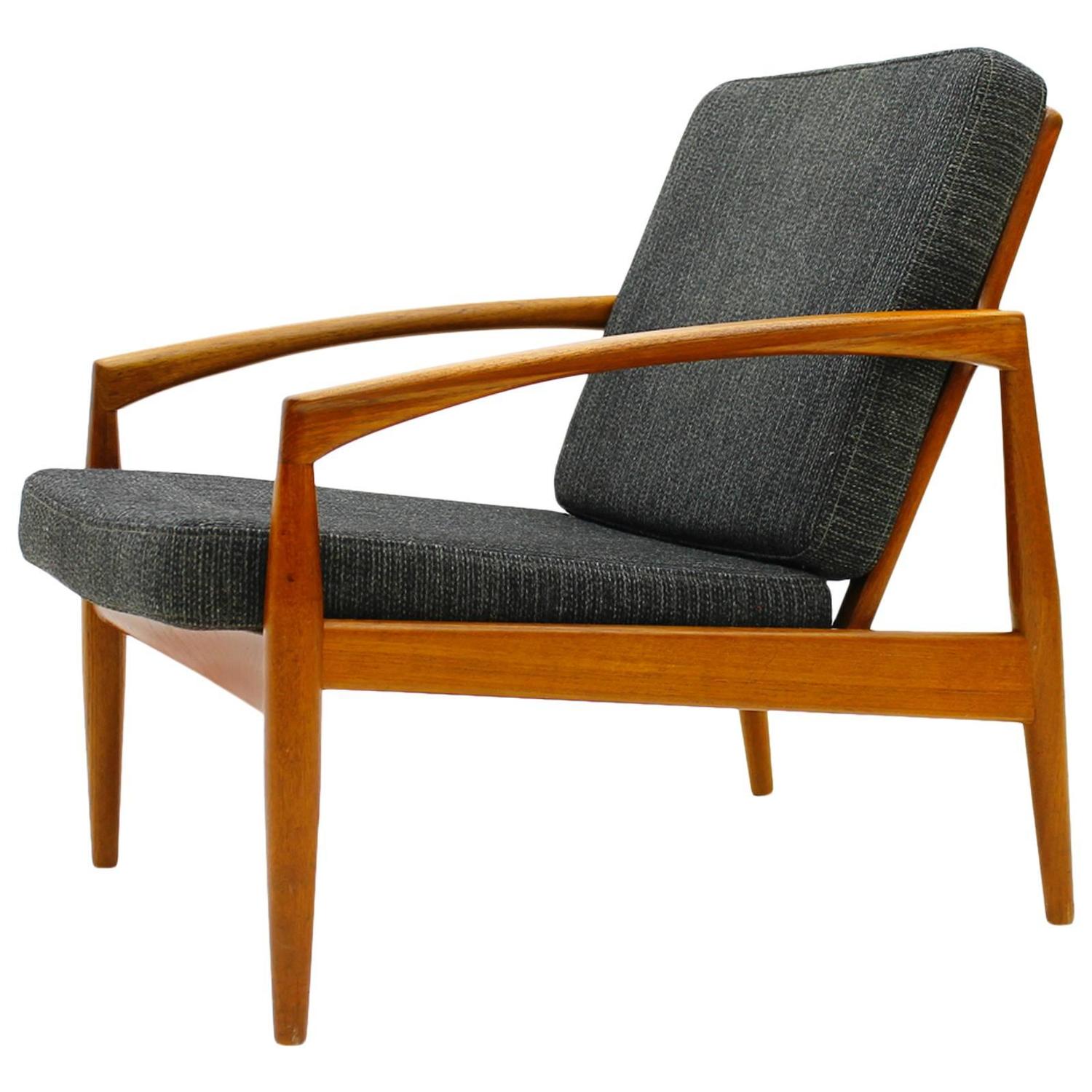 Kai Kristiansen Teak Single Lounge Chair Paper Knife Chair, Denmark ...
