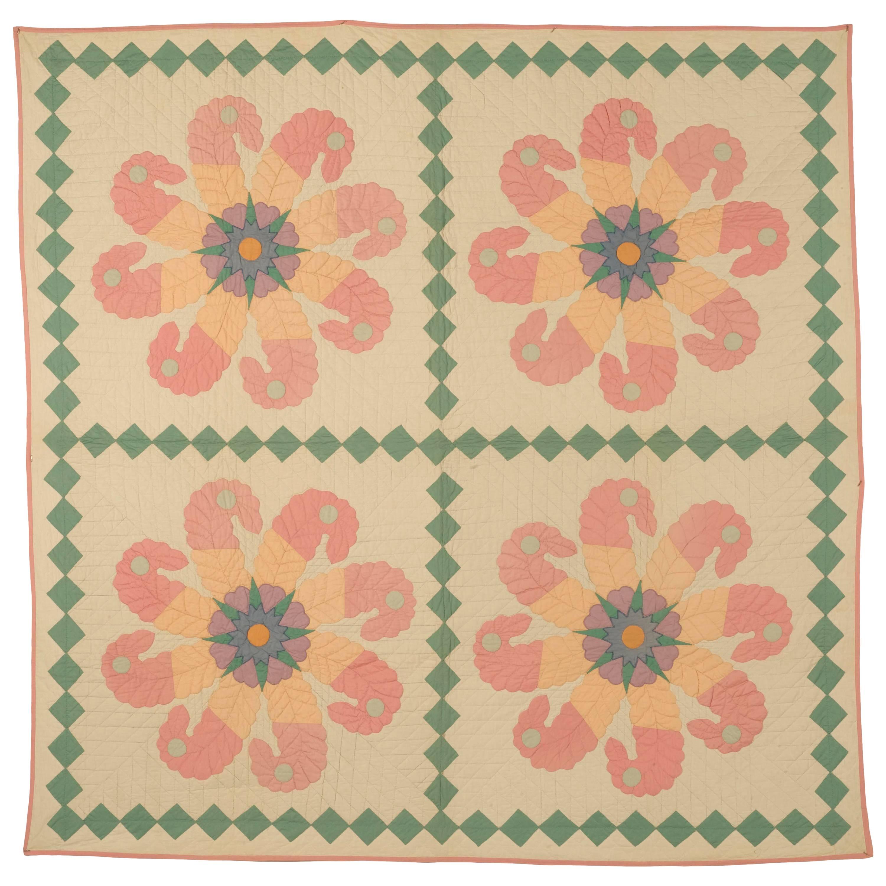 Princess Feather Quilt at 1stdibs