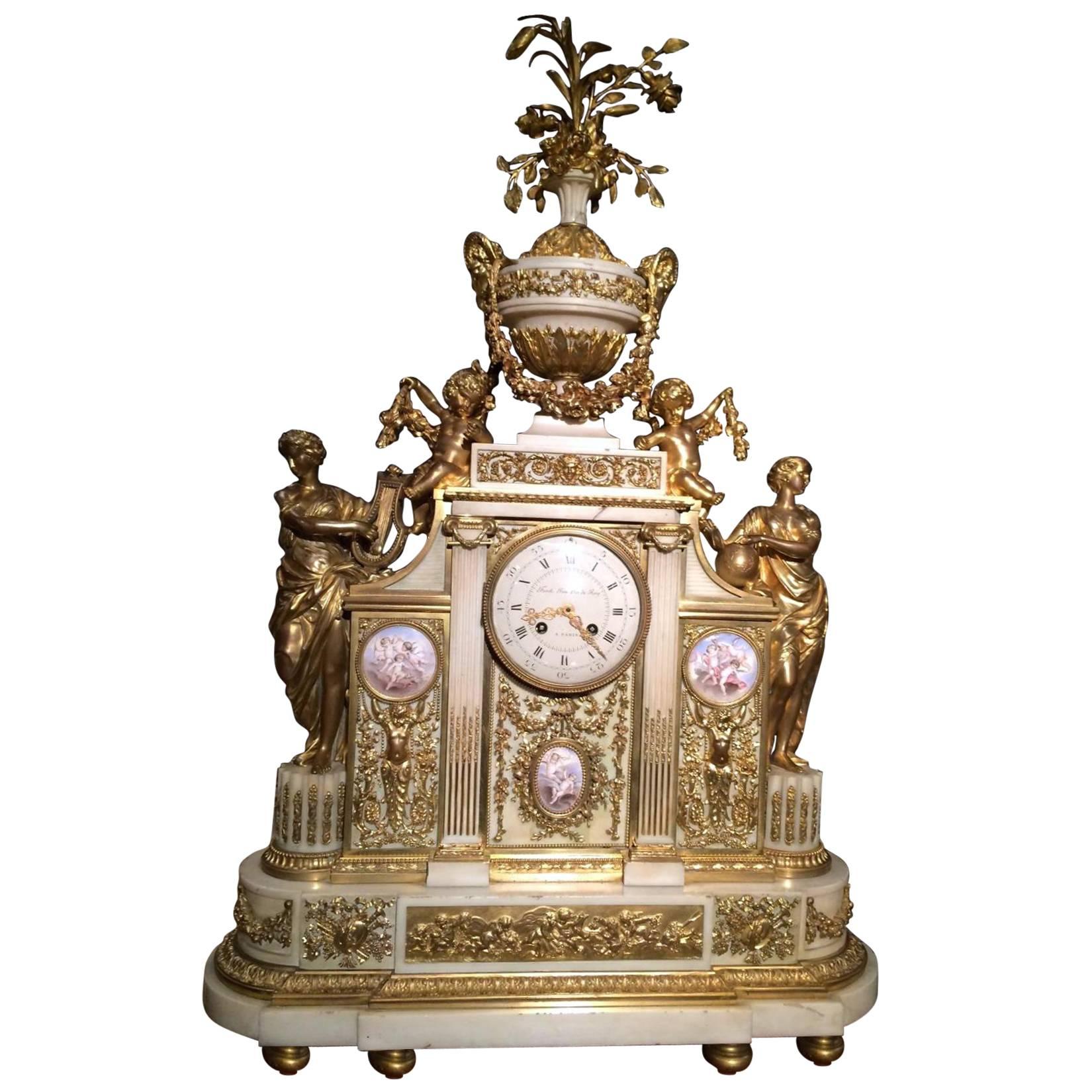 Large Louis XVI Style Clock Set For Sale at 1stDibs