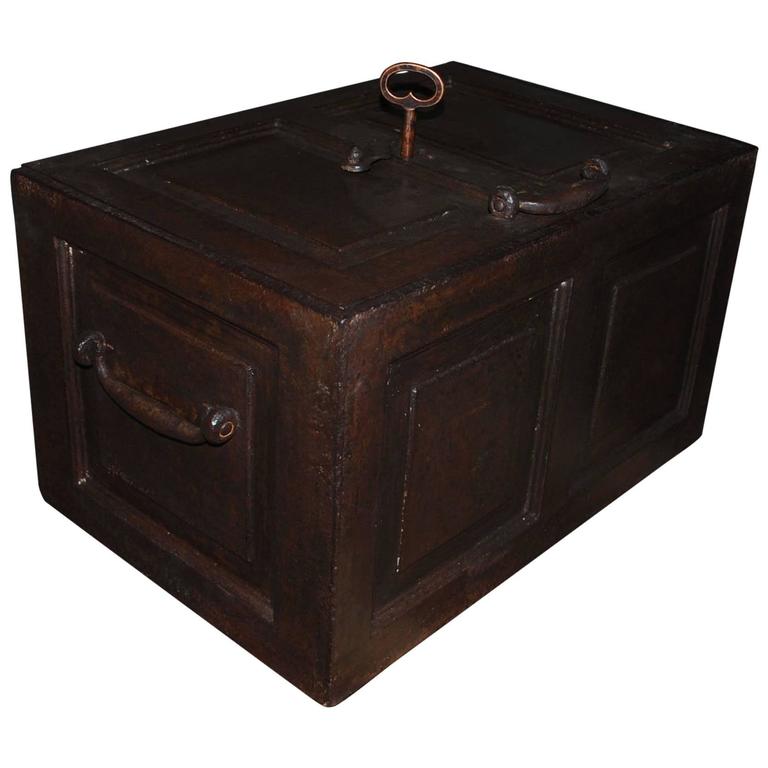 19th Century Cast Iron Strong Box, Safe at 1stDibs