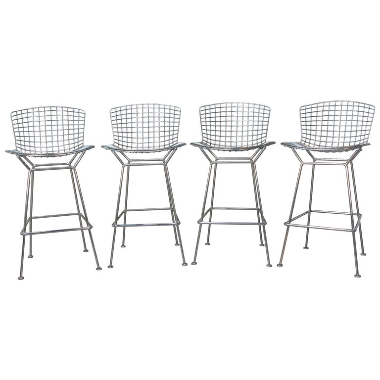 Set of Four Bertoia Bar Stools for Knoll at 1stDibs