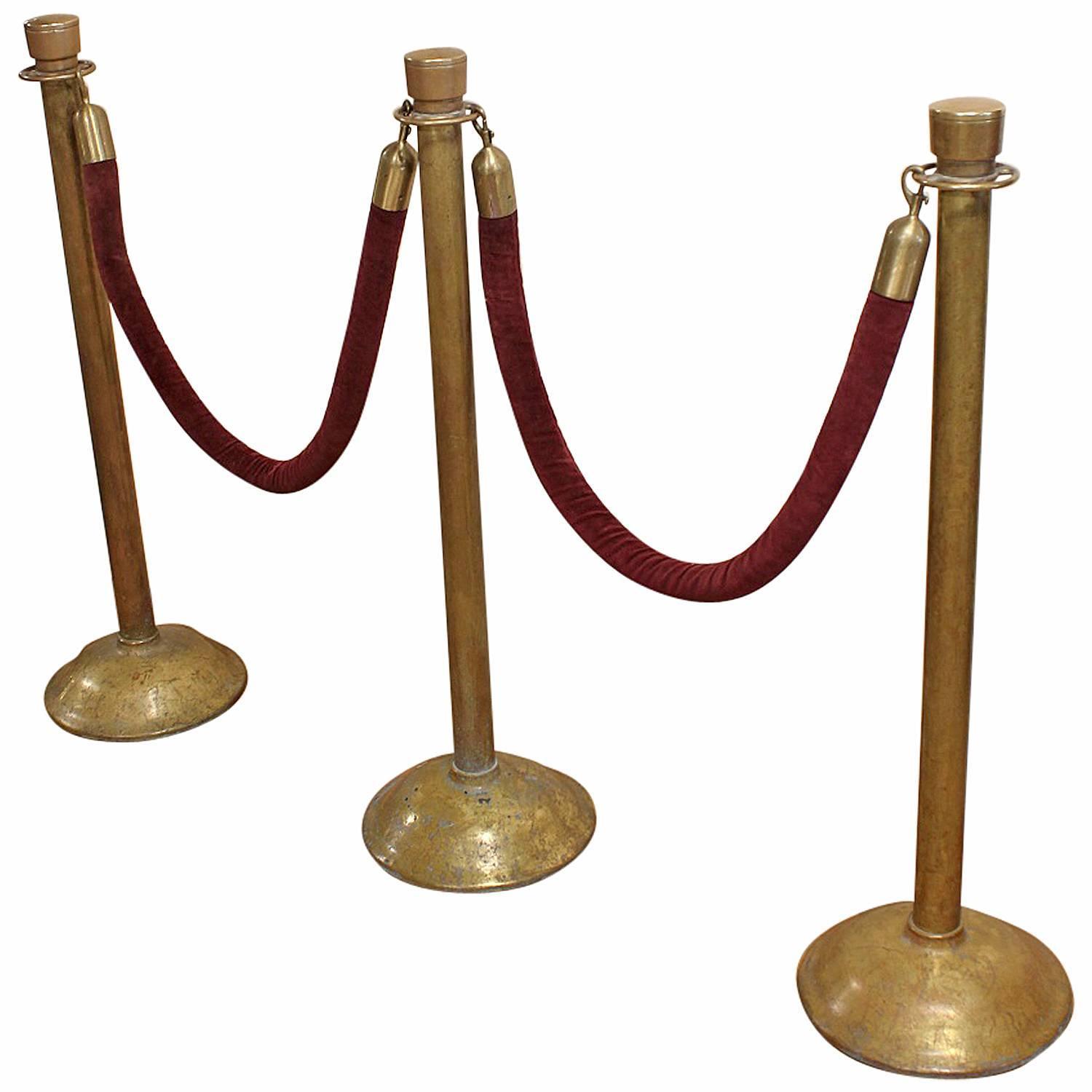 Antique American Theater Brass Stanchions For Sale at 1stdibs