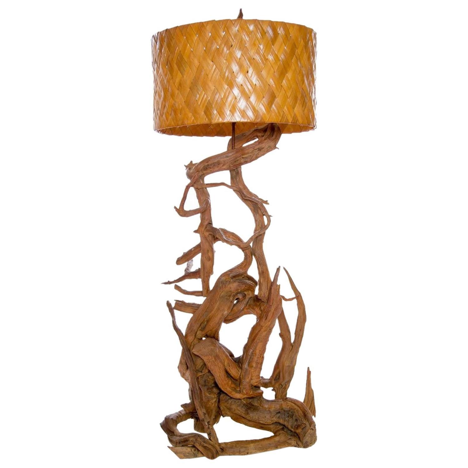 Large Gnarled Driftwood Floor Lamp For Sale at 1stdibs