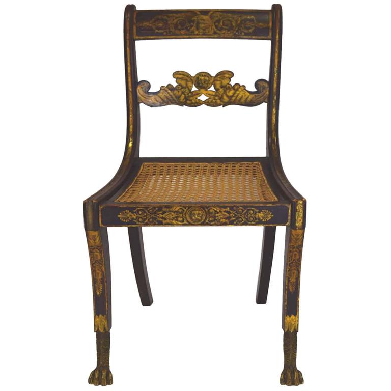American Classical Carved and Gilt-Stenciled "Fancy" Chair, circa 1815 ...