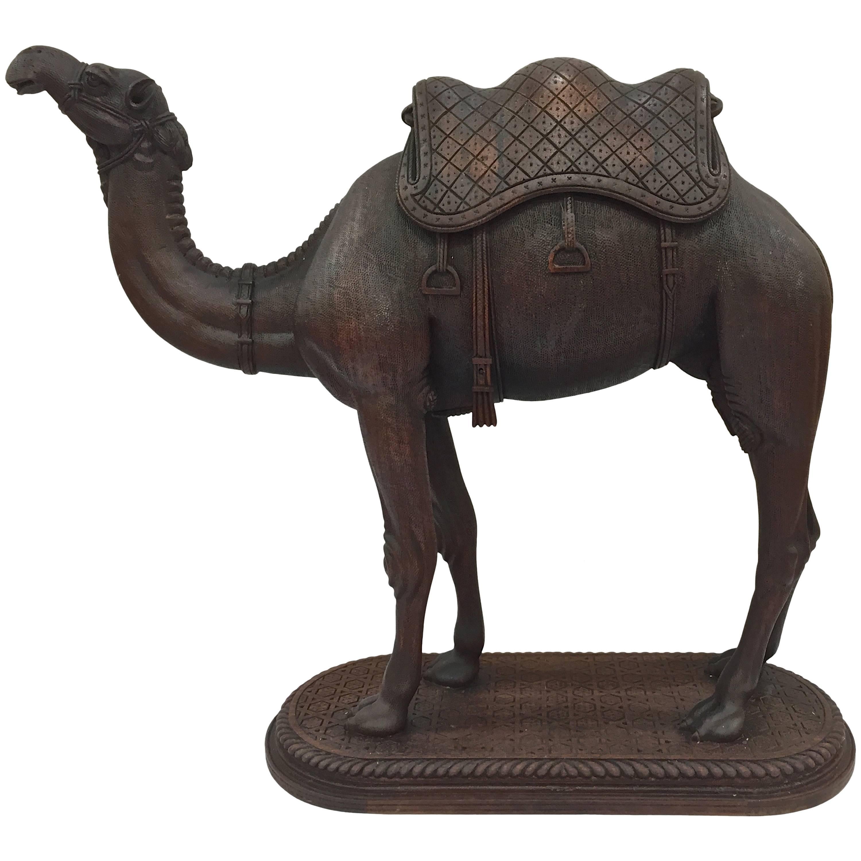 Moroccan Carved Wood Camel, Finely Carved, circa 1900 at 1stDibs