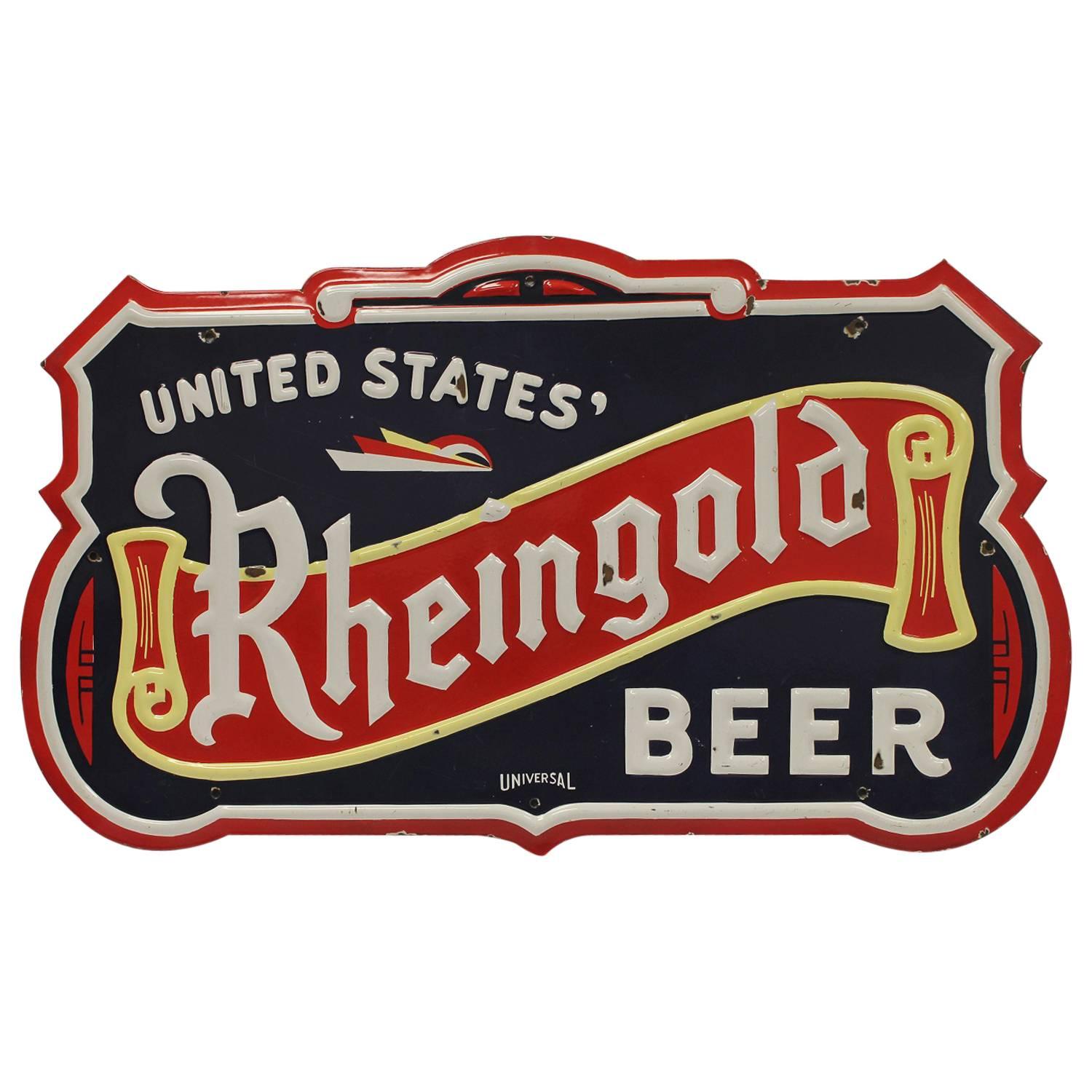 1930s Embossed Porcelain Sign "United States Rheingold Beer" at 1stDibs ...