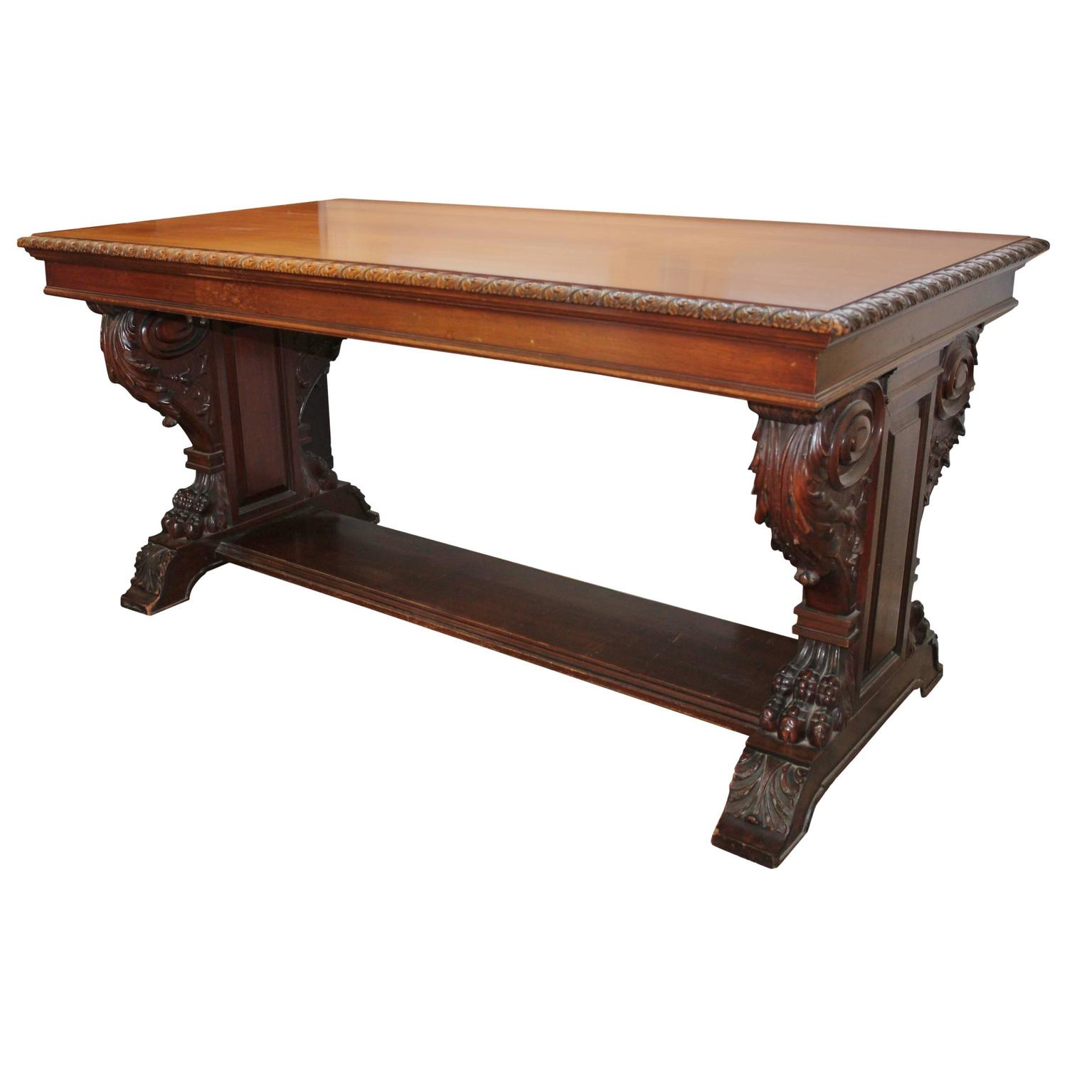 19th Century Gothic Revival Scottish Library Table or Desk For Sale at ...