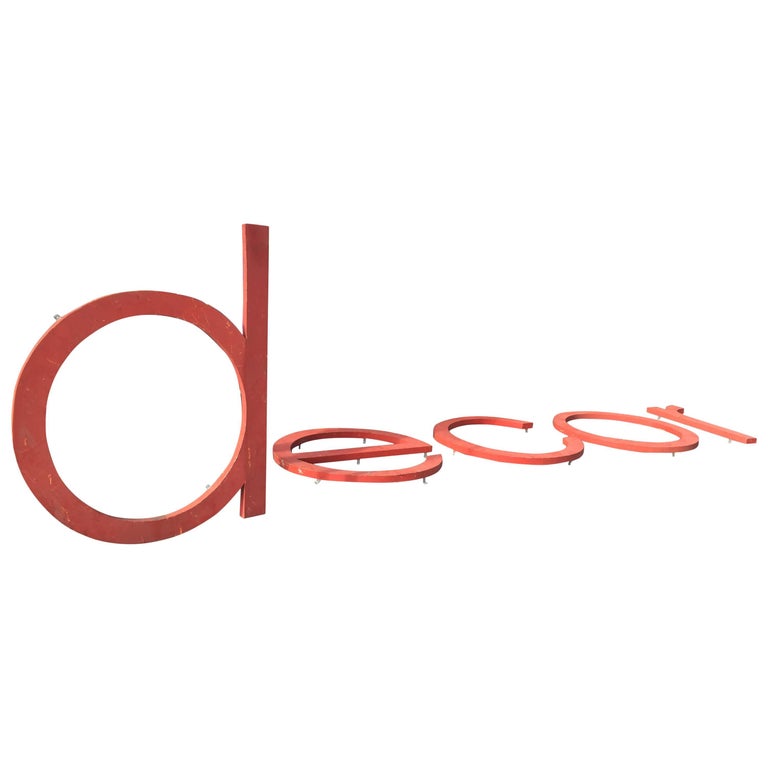 Huge Decor Letters in Original Red Paint For Sale at 1stDibs