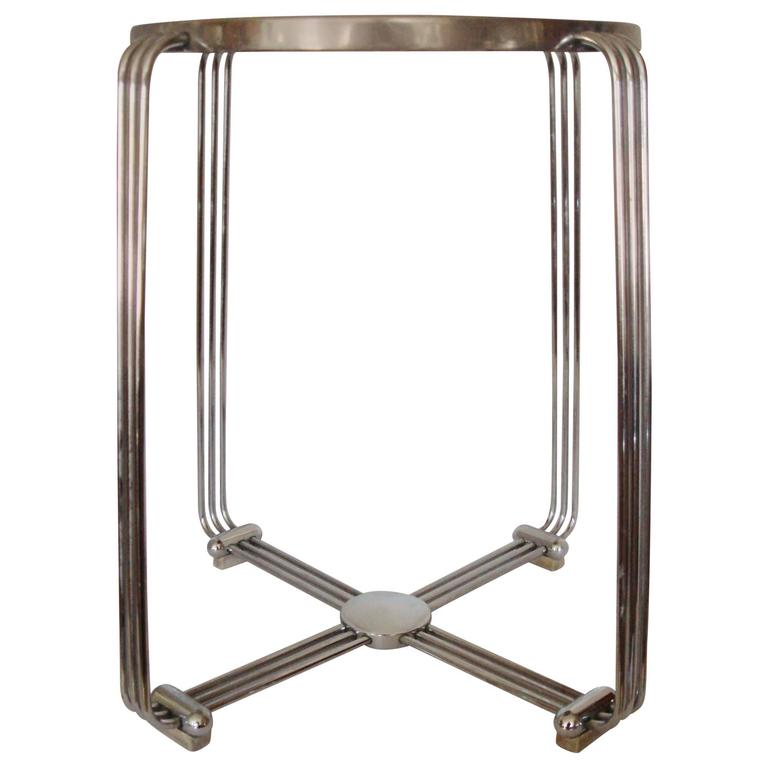 English Art Deco Chrome, Aluminum and Hard Rubber Side Table or Stool ...