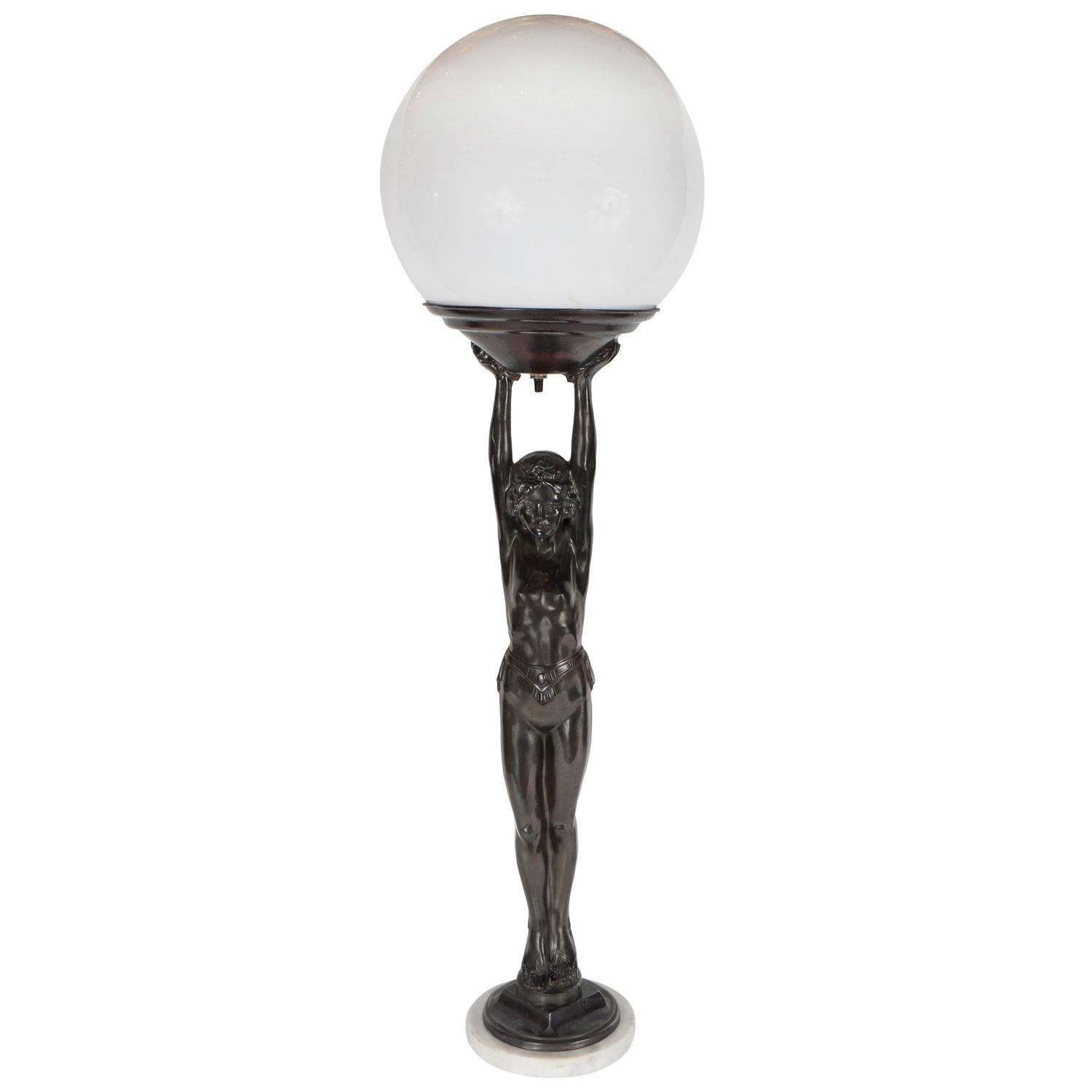 Art Deco Flapper Lady Uplight by Everlite in Patinated Bronze With ...