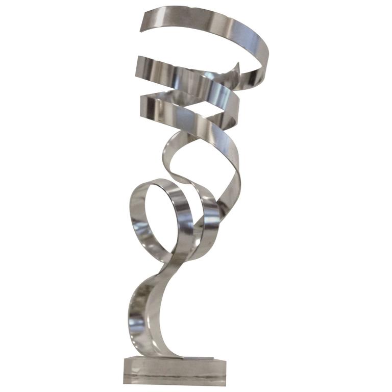 Dan Murphy Aluminum Double Ribbon Sculpture at 1stDibs