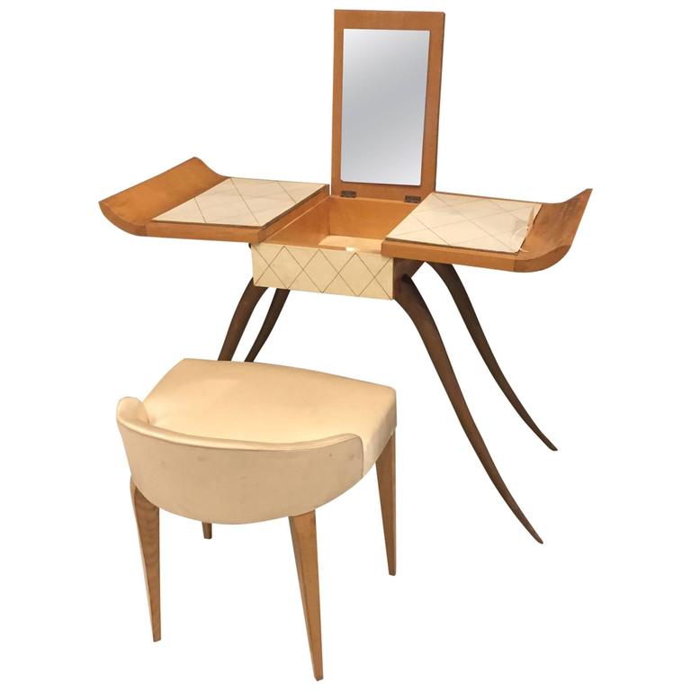 French Art Deco Parchment Vanity by Jules Leleu at 1stDibs